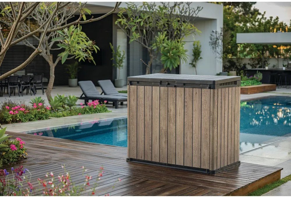 Hnědý plastový zahradní úložný box Deco – Keter