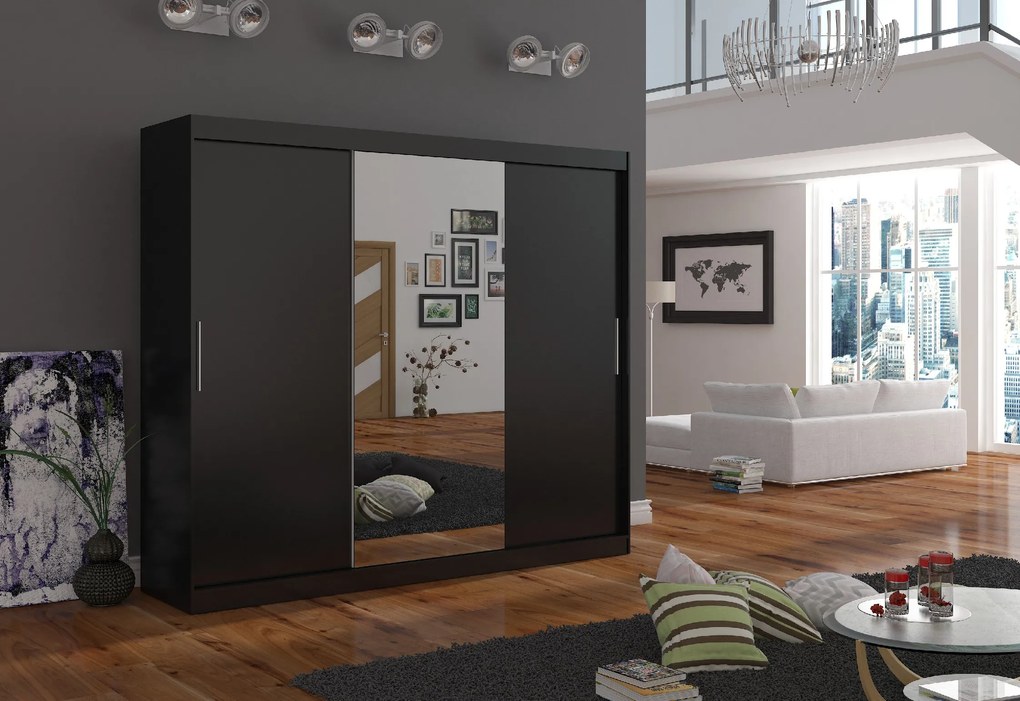 ADRK Furniture Posuvná skříň s zrcadlem DENIS 250 SW-DEN-B-250+A428