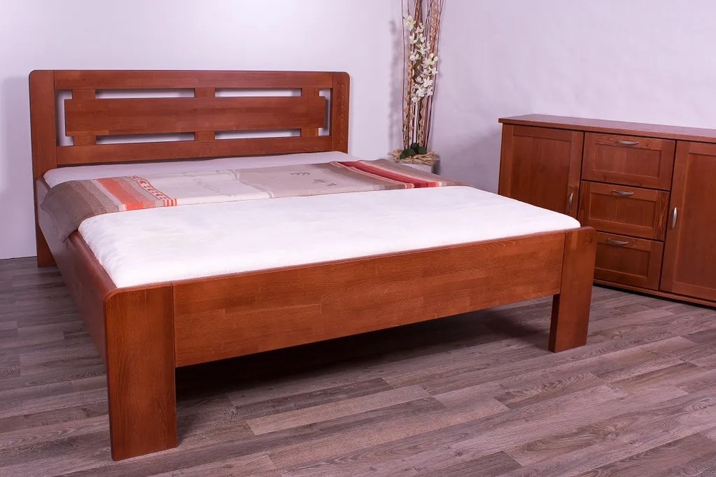 Zvýšená buková postel Naomi Supra - zaoblená Odstín moření: Buk přírodní, Rozměr: 160x200