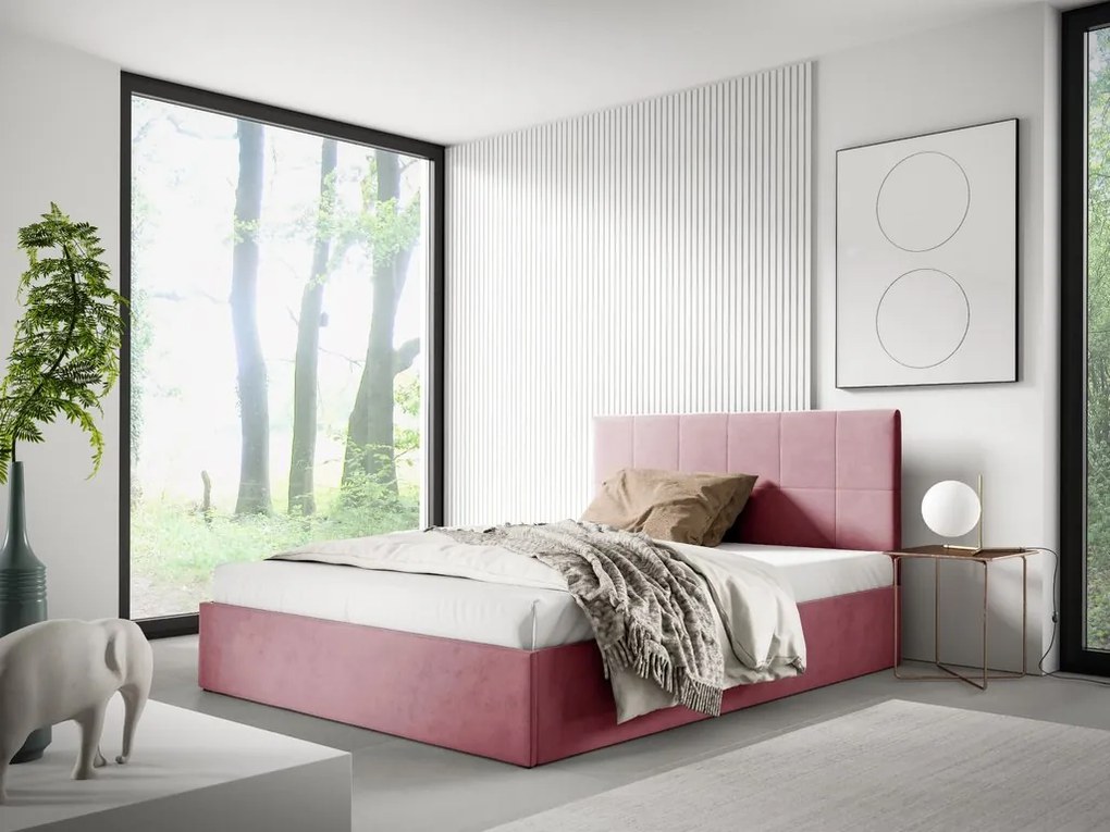 Eka Čalouněná postel SMART 160x200 cm Barva látky Trinity: Červená (Trinity 2309), Úložný prostor: Bez úložného prostoru