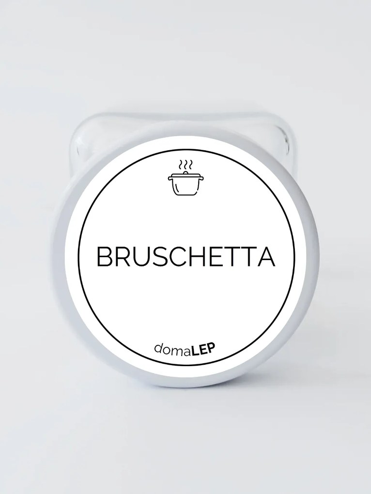 Samolepka na kořenky BRUSCHETTA bílá 5 cm základní písmo