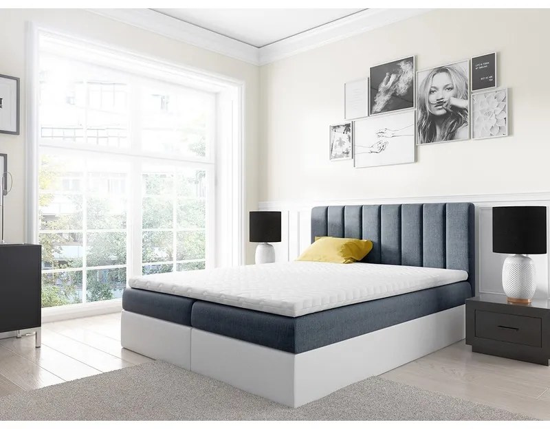 Kontinentální postel Figo, Rozměr postele: 140x200, Barva:: ekokůže Soft 011 (černá) + Ikar 1