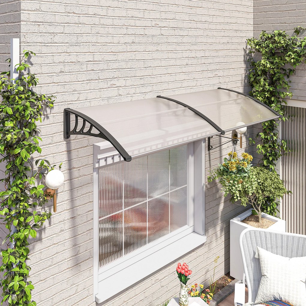 Stříška Outsunny na vchodové dveře 75x195x23 cm stříška z 5mm polykarbonátu, ochrana proti slunci a dešti pro venkovní použití, hliníková průhledná |…