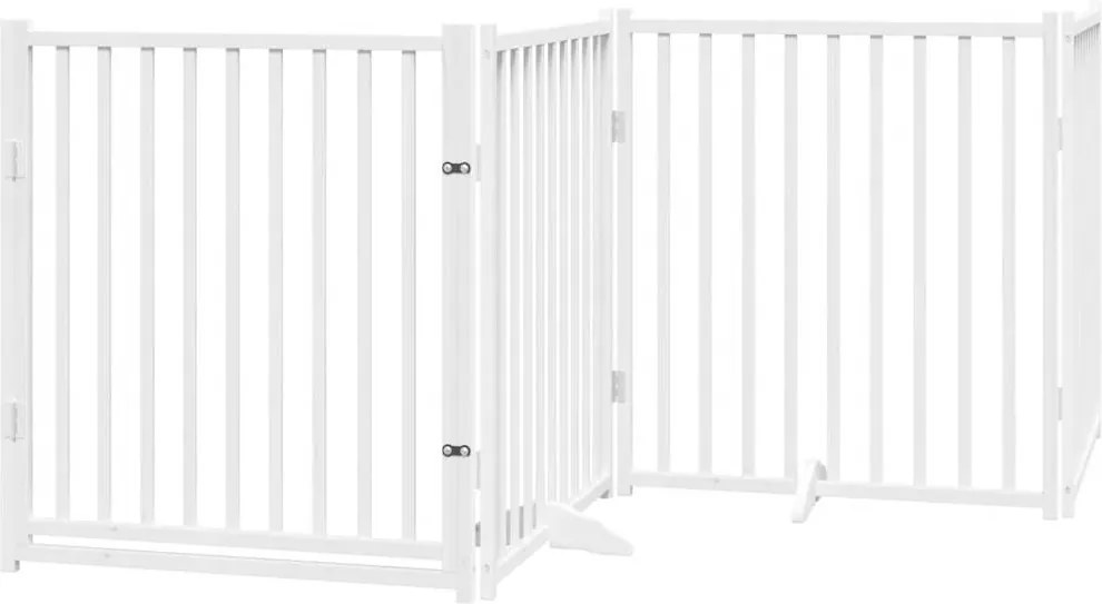 Zábrana pro psy s dvířky skládací 8 panelů bílá 640 cm topol 3155734