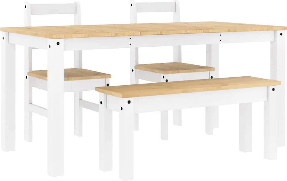 Jídelní set ze 4 kusů PANAMA Bílé masivní dřevo borovice 3345178