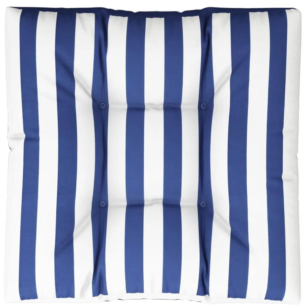 vidaXL Poduška na palety modré a bílé pruhy 70 x 70 x 12 cm textil