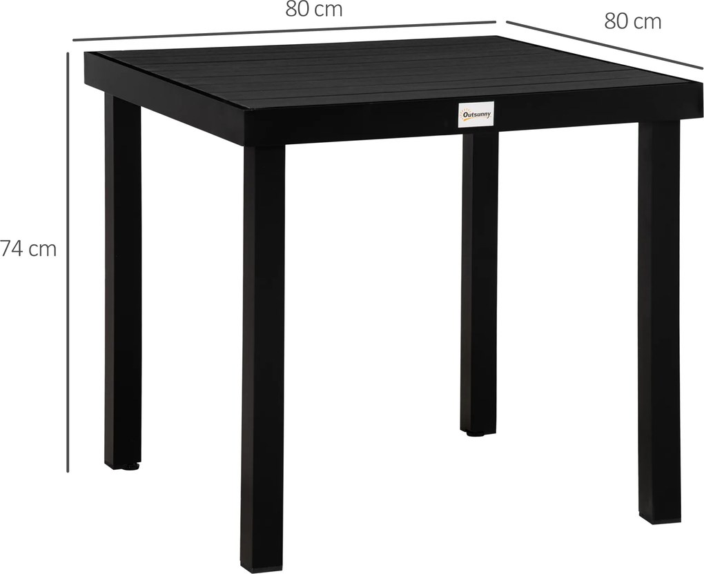 Outsunny zahradní stůl pro 4 osoby kompaktní jídelní stůl ze snadno udržovatelného hliníkového plastu černý 80x80x74cm pro zahradní nábytek | Aosom.de
