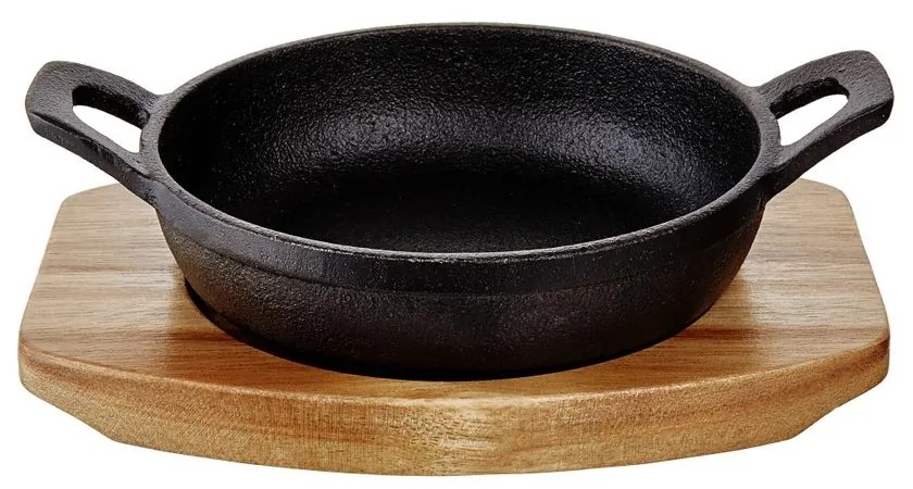 Butlers HOT IRON Servírovací pánev s 2 úchyty a dřevěným podnosem