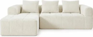 Aosom Moderní L-tvarová koženka pohovka, 3 polštáře, dálkově ovládané boční kapsy, 250D x 158Š x 60V, béžová