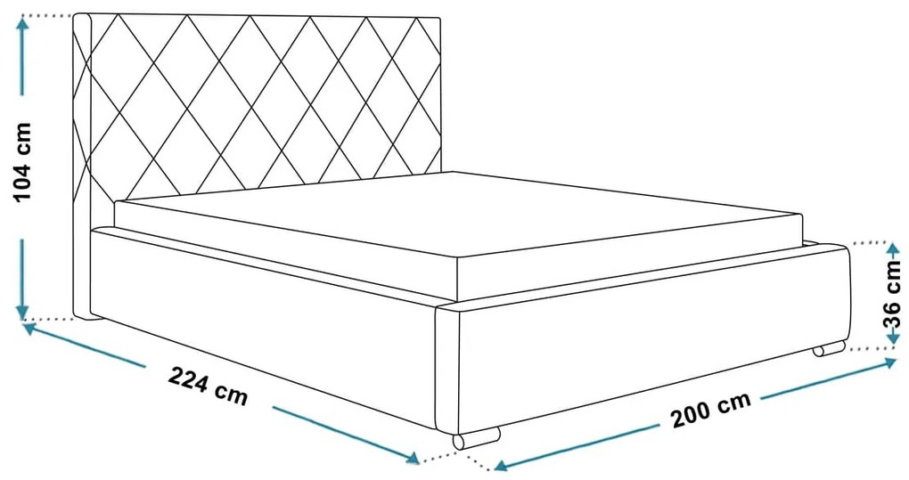 Postel s prošívaným čelem 180x200 cm Olympia Barva: Vlastní výběr - Cena na dotaz