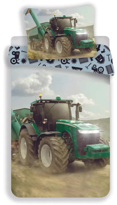 Licencované povlečení Traktor green 70 x 90 + 140 x 200 cm, český výrobce Tibex