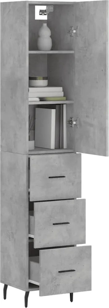 Skříň highboard betonově šedá 34,5x34x180 cm kompozitní dřevo 3198869