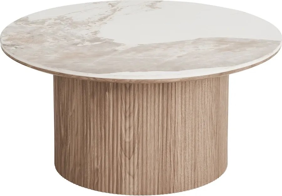Béžový/v přírodní barvě kulatý konferenční stolek s deskou v dekoru mramoru ø 80 cm Athens – House Nordic