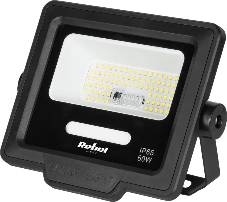Solární reflektor REBEL URZ3626, 500lm, IP65, 6800K, 3,2 V, 4000mAh, 6W, černá