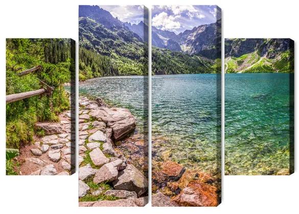 Vícedílný obraz 3D Pohled Na Jezero V Tatrách Nedostatek Nedostatek Přírodní plátno 160x120