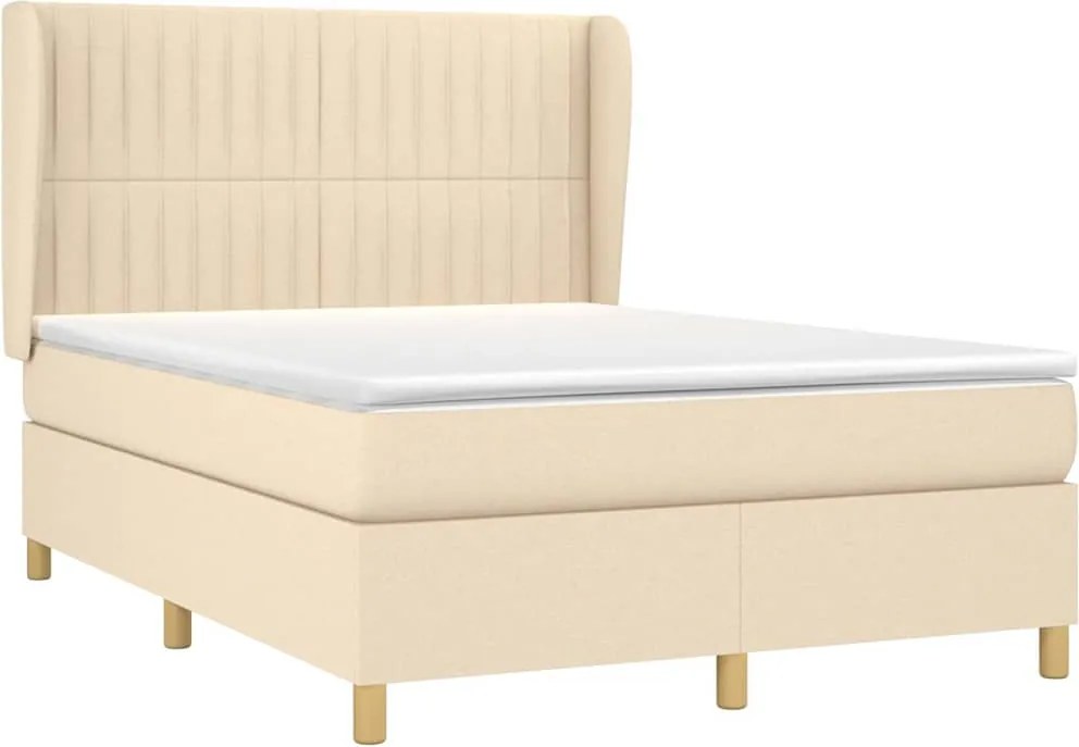 Box spring postel s matrací krémová 140x190 cm textil 3128682