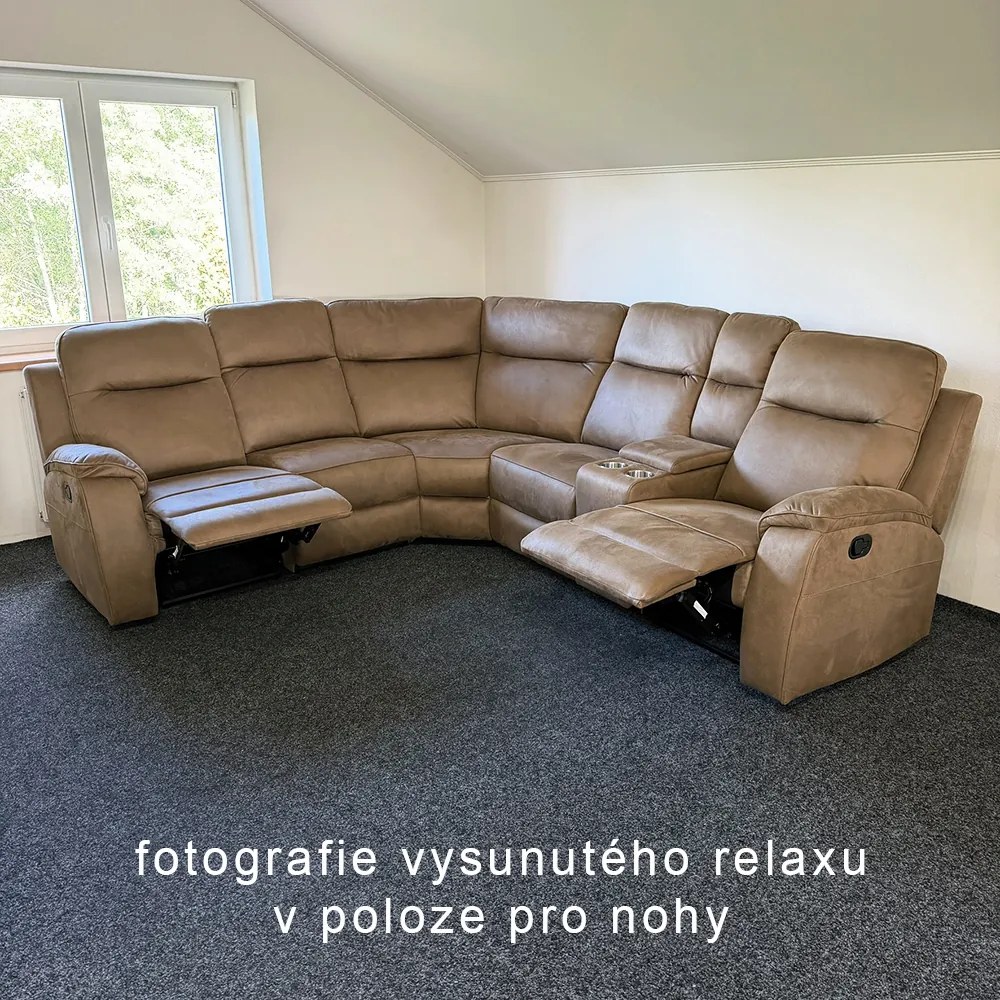 Sedací souprava MALAGA | 248x276 cm | UNIVERZÁLNÍ levá i pravá | s FUNKCÍ RELAX | tmavě šedá látka | EXTRA POHODLNÉ