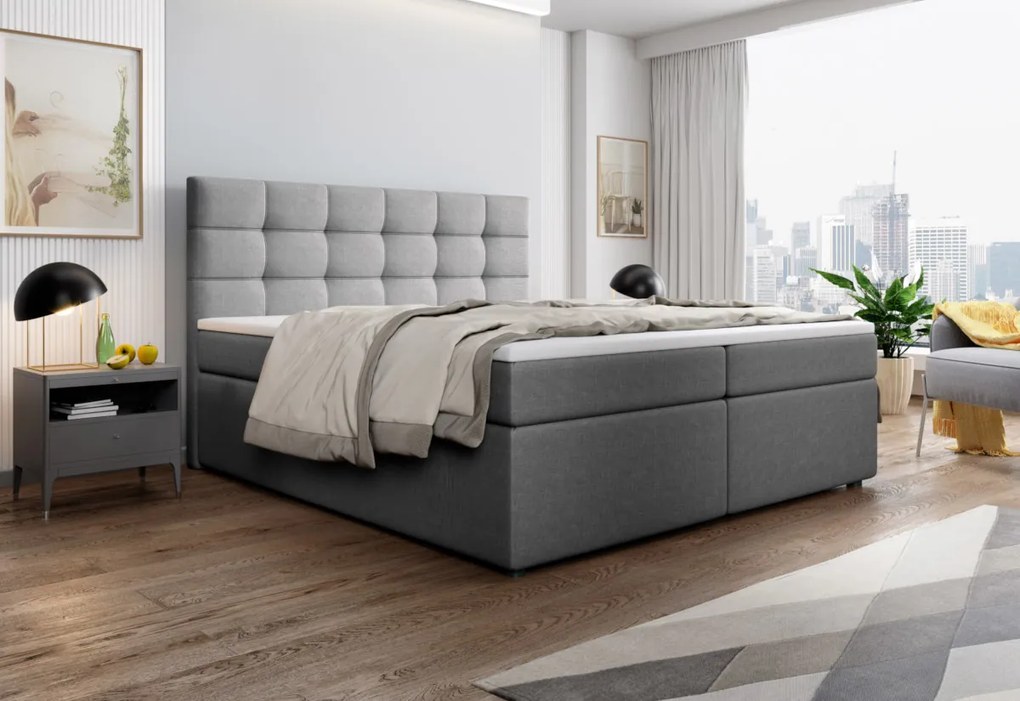 Expedo Čalouněná postel boxspring SALMA + topper, 160x200, inari 100