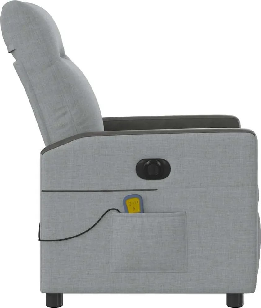 Elektrické masážní polohovací křeslo světle šedé textil 3324045