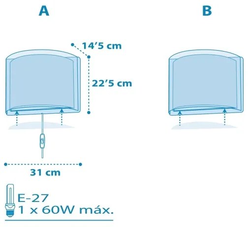 Dalber 81198T - Dětské nástěnné svítidlo LIGHT FEELING 1xE27/60W/230V