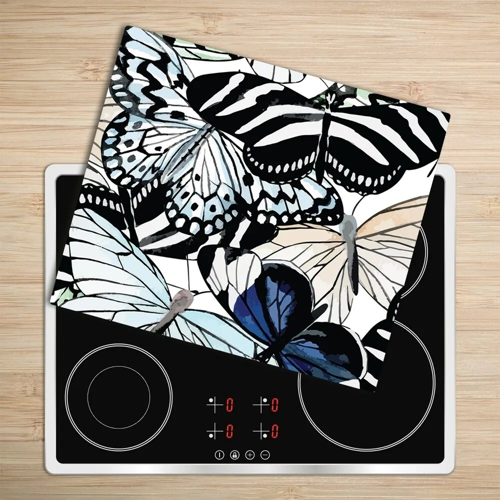Skleněná krájecí deska Motýli a květiny 60x52 cm