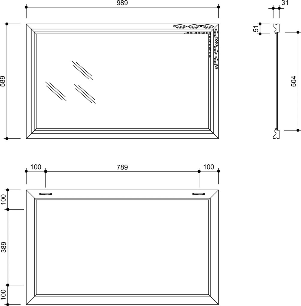 Sapho BOHEMIA 58,9 x 98,9 cm NL484 zrcadlo v rámu zlatá