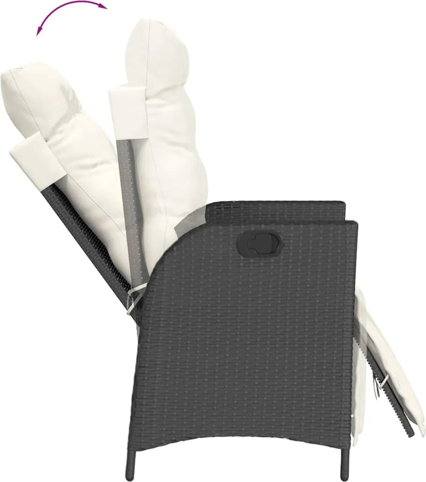 9dílný zahradní jídelní set s poduškami černý polyratan 3213173