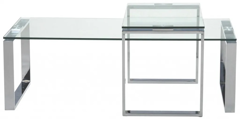 Set konferenčních stolků Divo 115 cm, sklo, transparentní