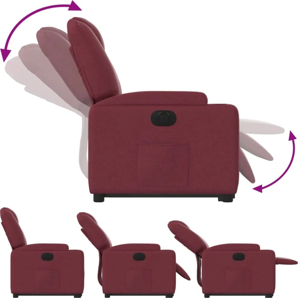 Elektrické zvedací polohovací křeslo vínové textil 3204395