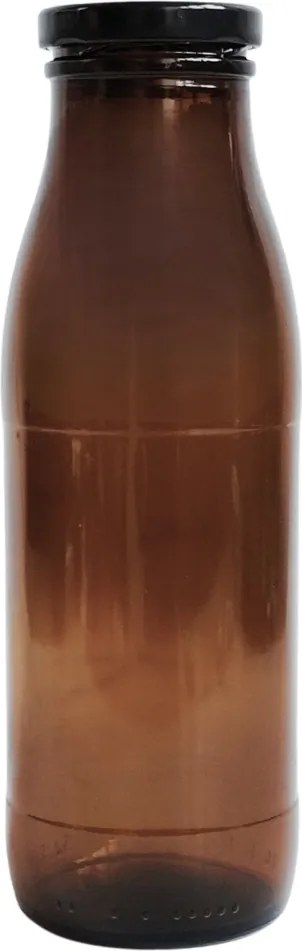 Skleněná láhev na mléko 500 ml hnědá s černým víčkem JOTA