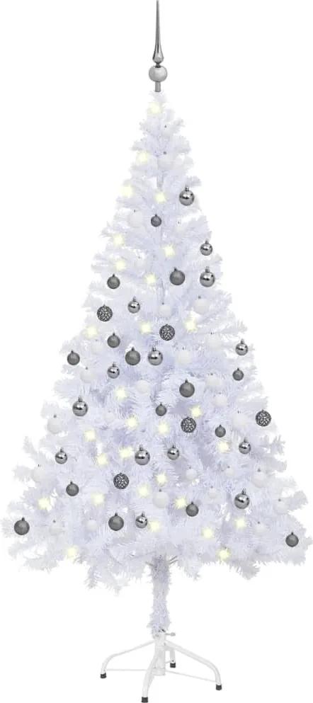 vidaXL Umělý vánoční stromek s LED a sadou koulí 150 cm 380 větviček [3077488] Barva: Zeleno-šedý