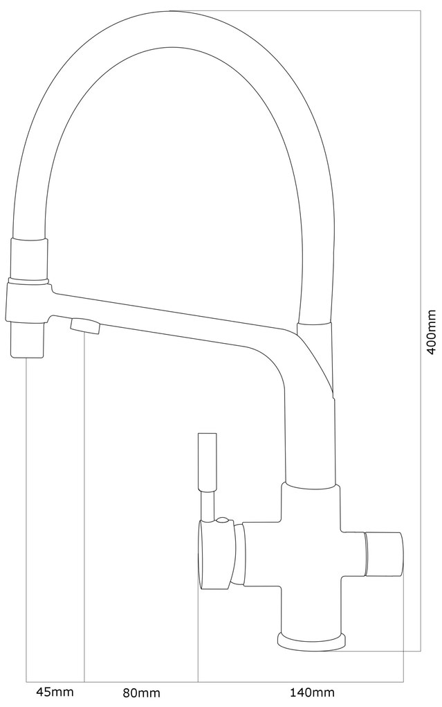 Gamma Vegas, třícestná dřezová baterie s připojením na filtrovanou vodu, černá-zlatá matná, GMA-BVSKF-BGD