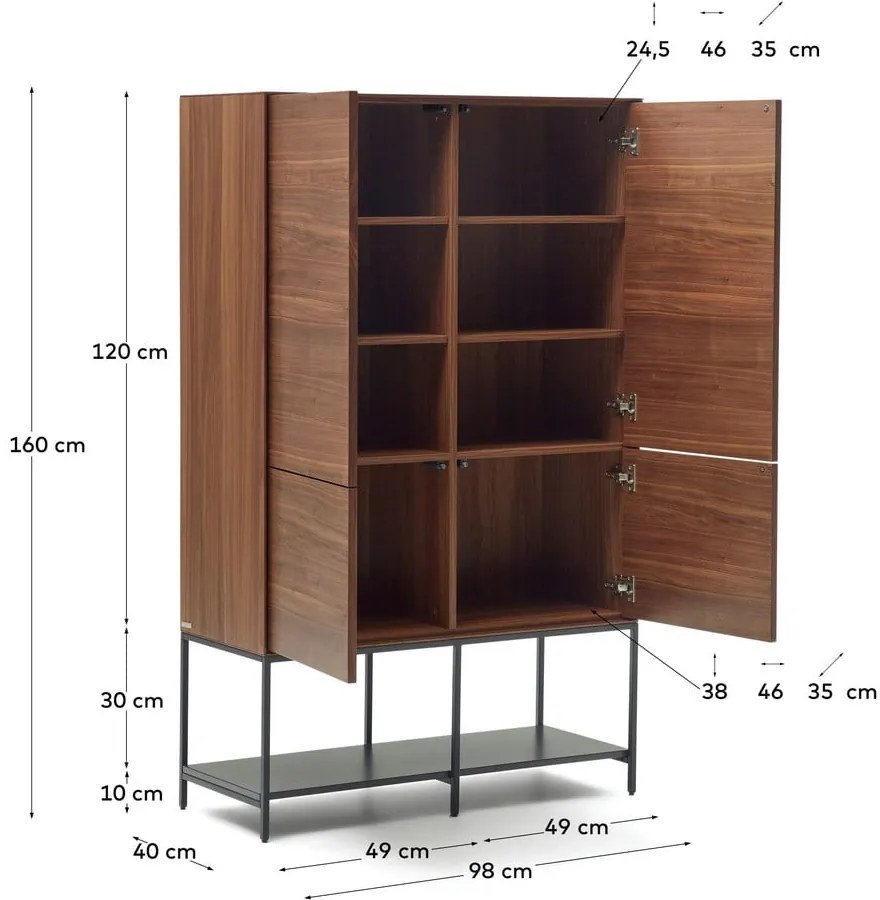 Hnědá skříň v dekoru ořechu 97,5x160x40 cm Vedrana – Kave Home