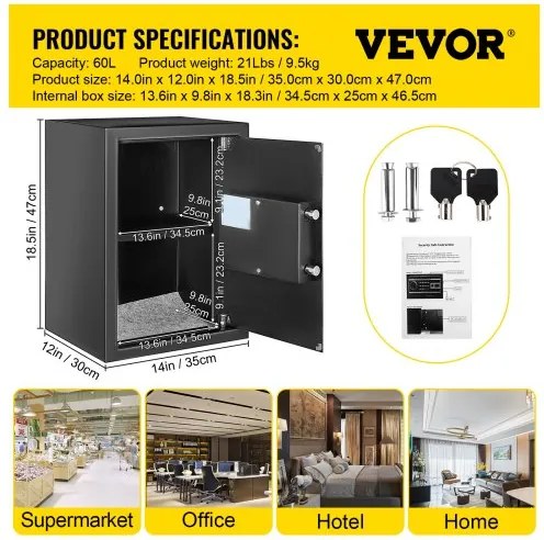 Trezor s otiskem prstu a číselným kódem, objem 59,5 l