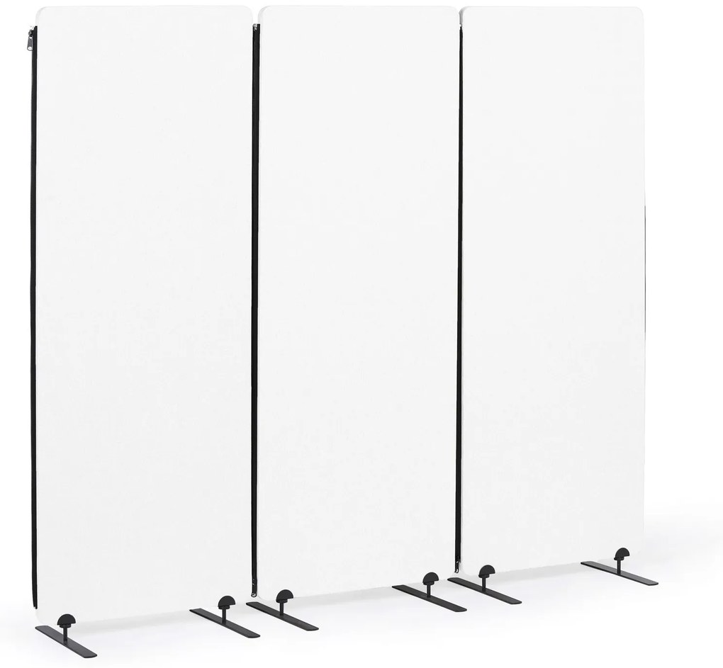 Akustický paraván, dělící stěna 160 x 60 cm, 3 ks v balení, 100% polyester, spojitelné zipem, bílá