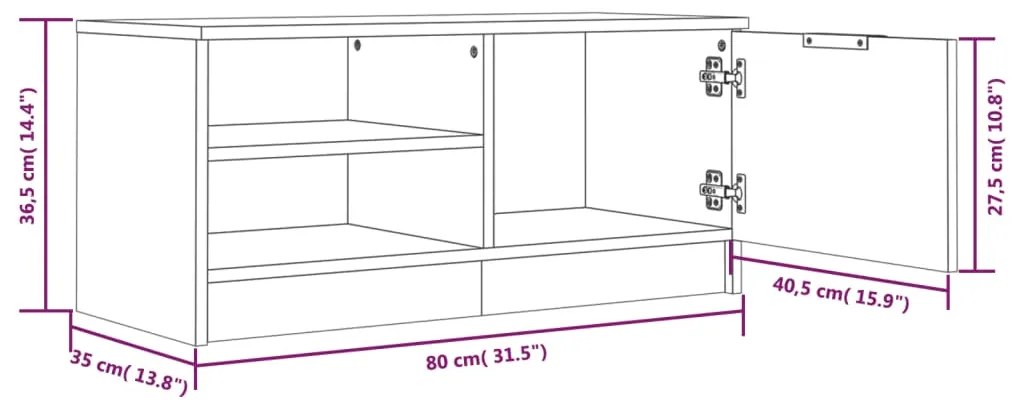 TV skříňka bílá 80 x 35 x 36,5 cm kompozitní dřevo - Default Title