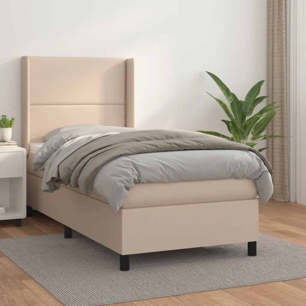 Box spring postel s matrací cappuccino 140x200 cm umělá kůže