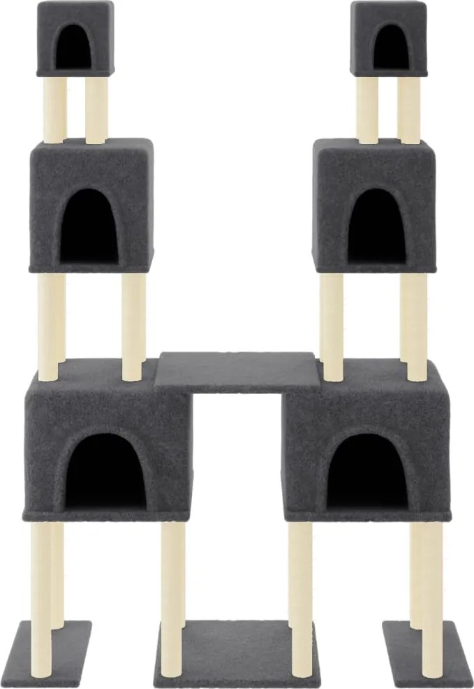 Škrabadlo pro kočky se sisalovými sloupky tmavě šedé 199 cm 172081