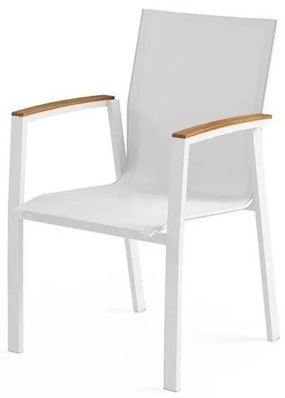Zumm Garden Furniture® Zahradní hliníková židle LEON teak bílá