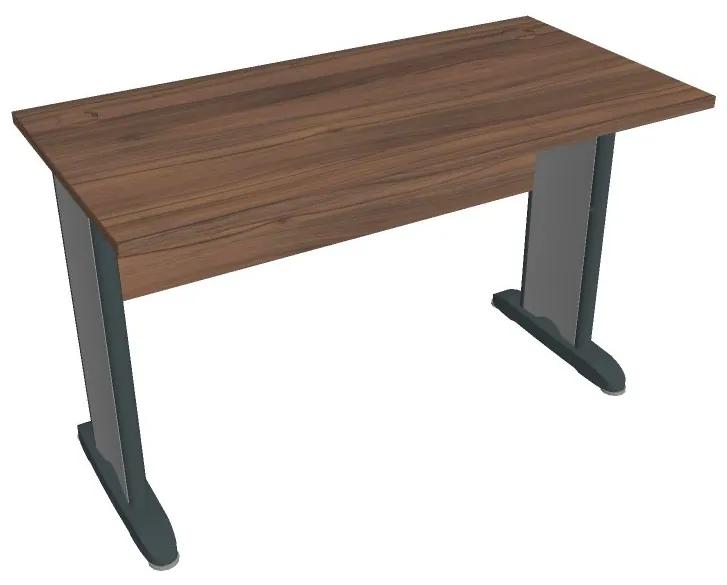 Stůl pracovní rovný 120 cm hl. 60 cm - Hobis Cross CE 1200 Dekor stolové desky: ořech, Dekor lamino podnože: ořech, Barva nohou: černá