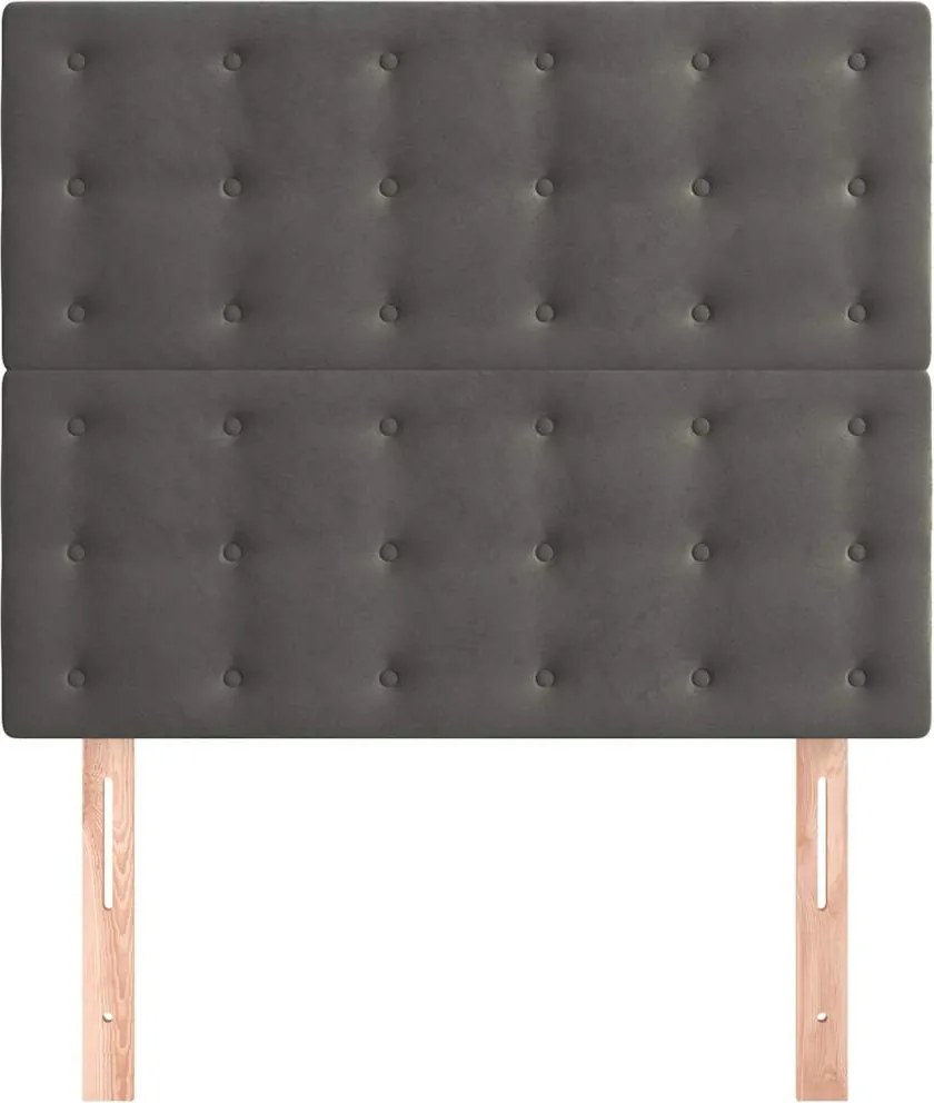 Čelo postele tmavě šedé 100x5x118/128 cm sametové 3116809