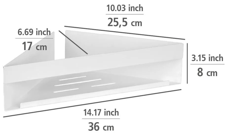 Matně bílá koupelnová polička bez vrtání/rohová Turbo-loc z nerezové oceli Genova – Wenko