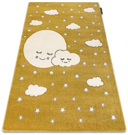 Dětský kusový koberec PETIT Měsíc Mráčky Hvězdičky žlutý Rozměr: 180x270 cm