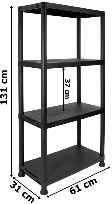 Plastový regál IRVING 131x61x31 cm černý