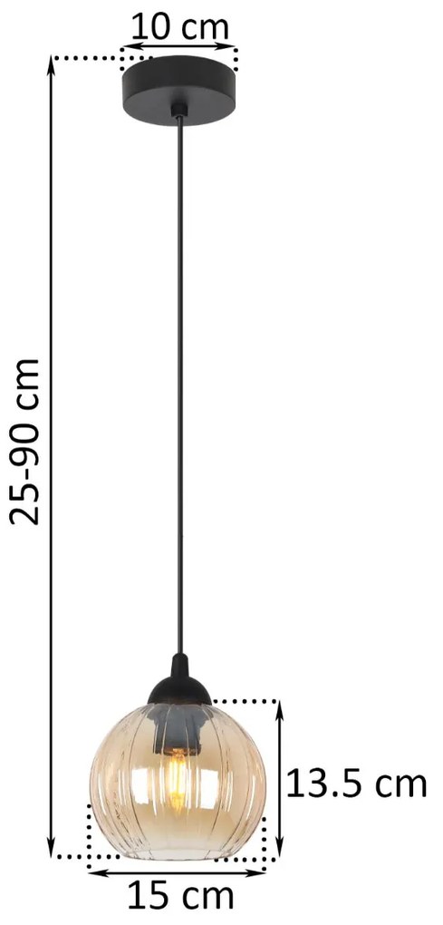 Závěsné svítidlo Costa, 1x medové skleněné stínítko, b
