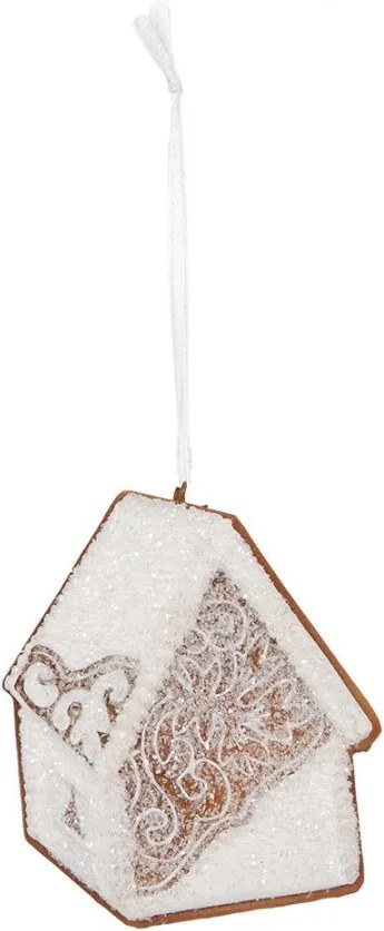 Závěsná dekorace zasněžená perníková chaloupka Frosted Ginger - 9*1*10 cm