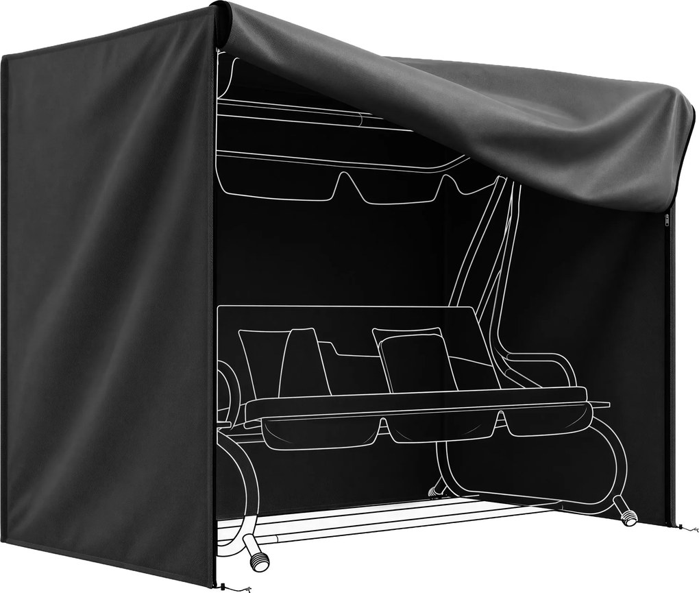 Outsunny Hollywoodský kryt na houpačku Vodotěsný ochranný kryt na zahradní houpačku s UV ochranou Oxford černý 220 x 125 x 172 cm | Aosom.de