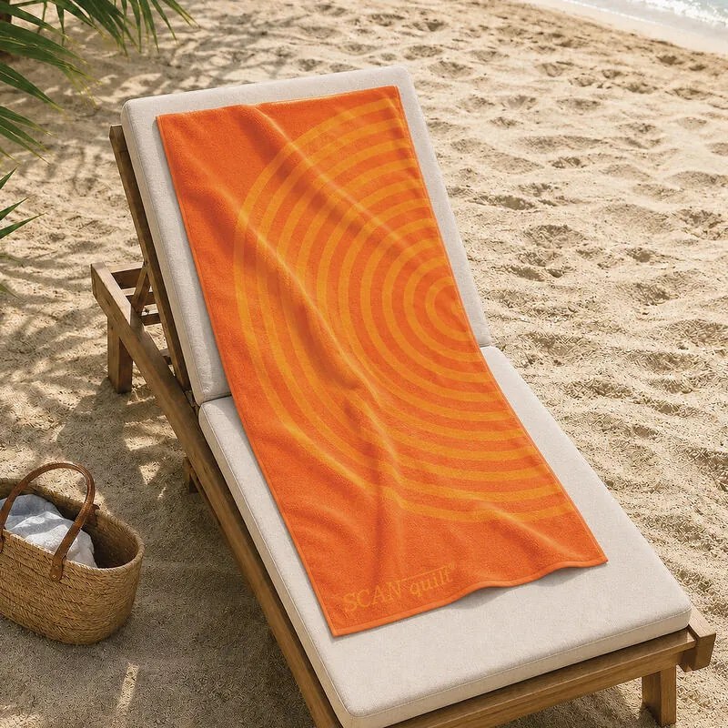 SCANquilt plážová osuška VELUR scanquilt oranžovožlutá 90 x 160 cm