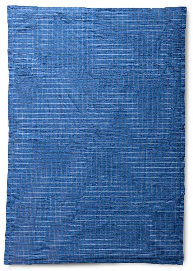 HK living Bavlněný přehoz Checkered Sherpa Blue 130 x 170 cm, modrá barva, textil