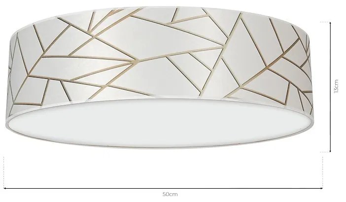 Stropní svítidlo Ziggy Round, 1x bílé/zlaté textilní stínítko, (bílé plexisklo), (fi 50 cm)